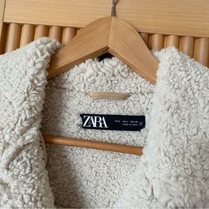 Zara | Jackets & Coats | Zara Double Faced Shearling Jacket Cream Tan ...